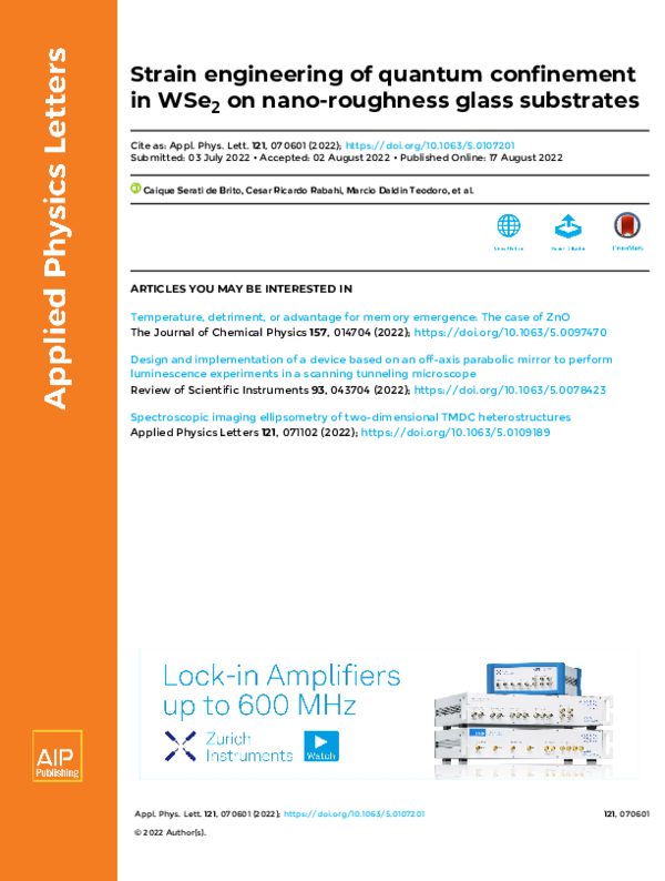 (PDF) Strain engineering of quantum confinement in WSe2 on nano ...