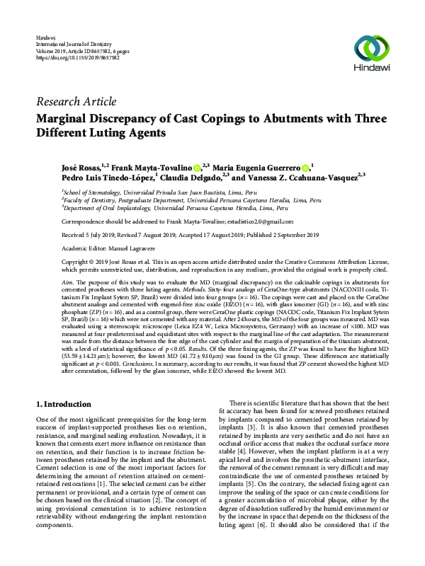 (PDF) Marginal Discrepancy of Cast Copings to Abutments with Three ...