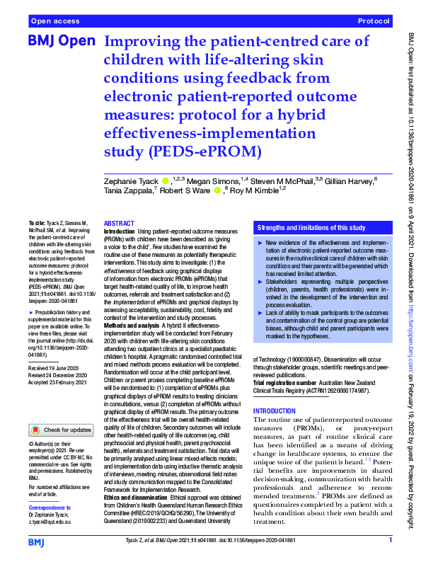 (PDF) Improving the patient-centred care of children with life-altering ...