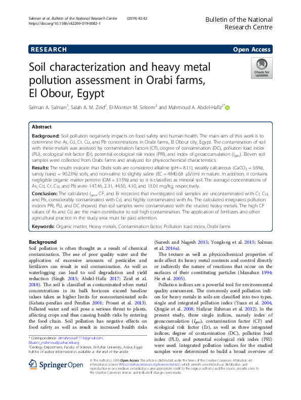 (PDF) Soil characterization and heavy metal pollution assessment in ...