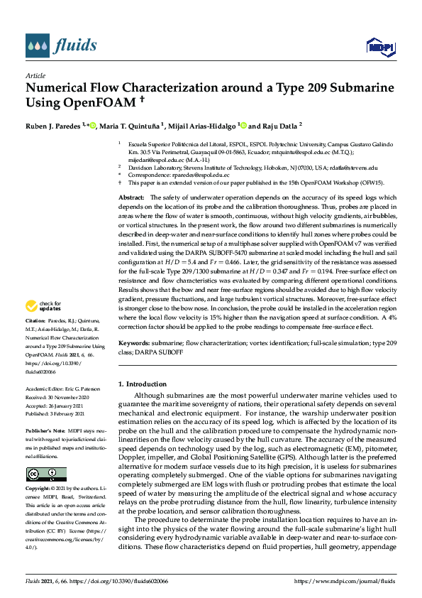 (PDF) Numerical Flow Characterization around a Type 209 Submarine Using OpenFOAM