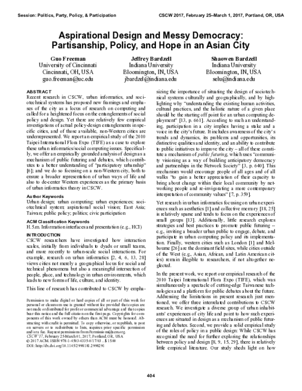 (PDF) Aspirational Design and Messy Democracy