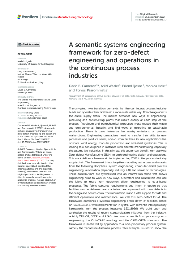 (PDF) A semantic systems engineering framework for zero-defect ...