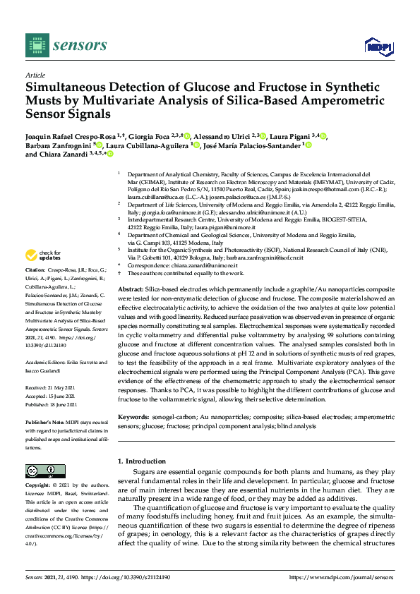 (PDF) Simultaneous Detection of Glucose and Fructose in Synthetic Musts by Multivariate Analysis ...