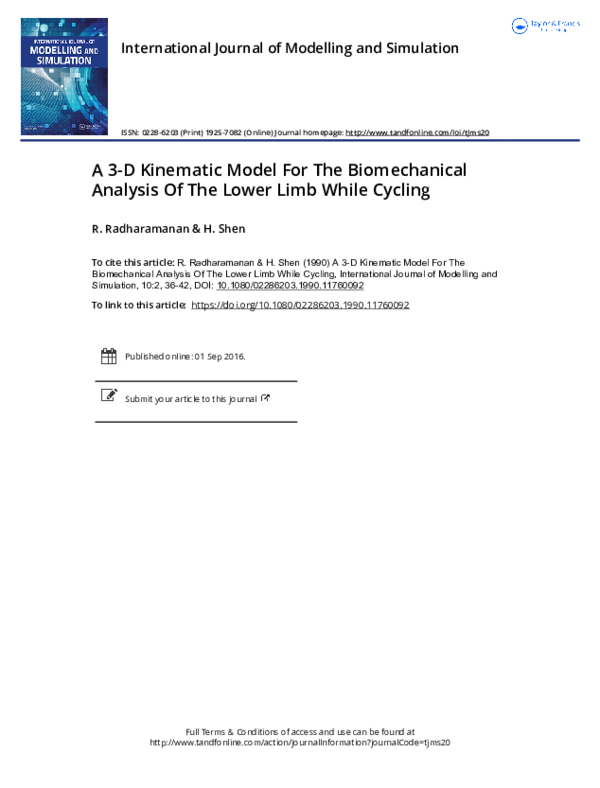 (PDF) A 3-D Kinematic Model For The Biomechanical Analysis Of The Lower ...