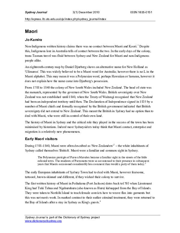 (PDF) Maori in Sydney