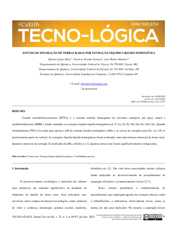 (PDF) Estudo de separação de terras raras por extração líquido-líquido ...