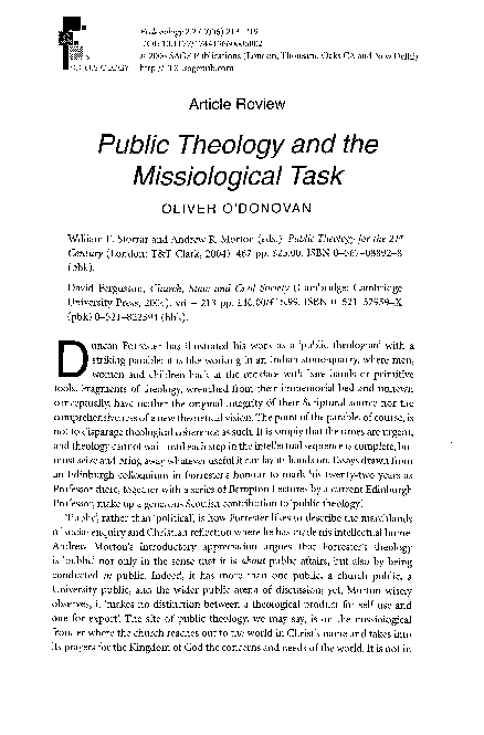 (PDF) Public Theology and the Missiological Task