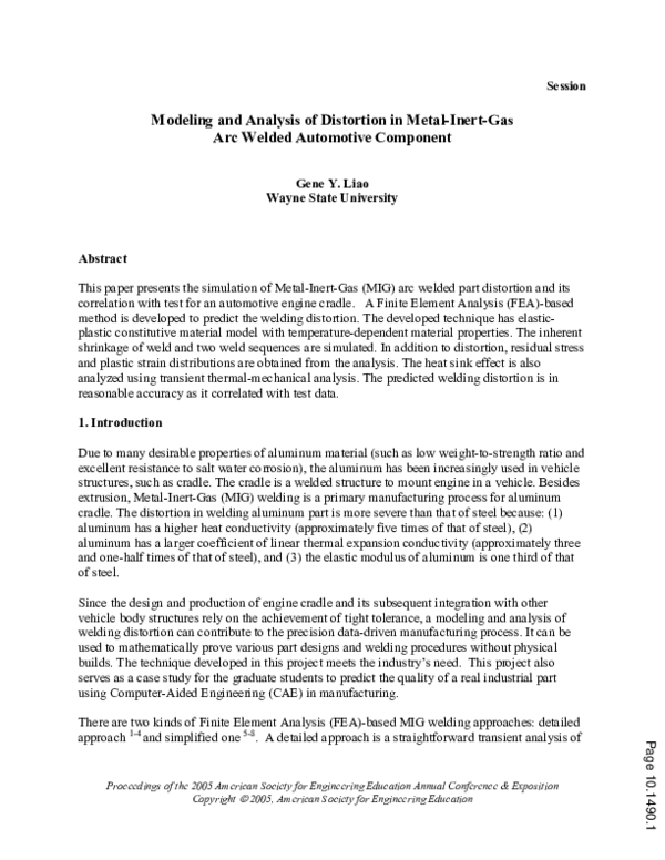 (PDF) Modeling and Analysis of Distortion in Metal-Inert-Gas Arc Welded ...