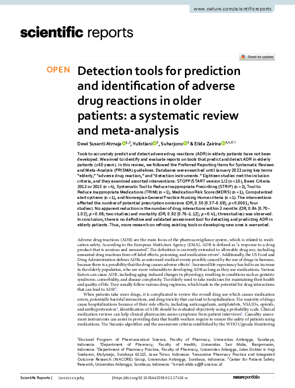 Pdf Detection Tools For Prediction And Identification Of Adverse Drug Reactions In Older