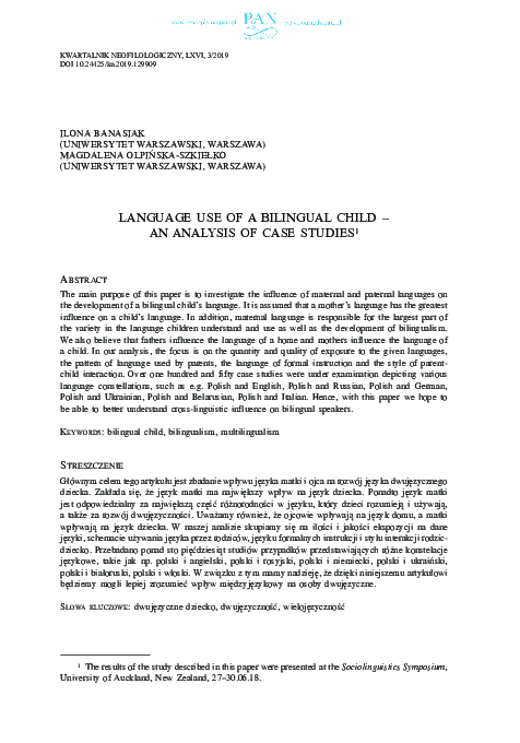 (PDF) Language use of a bilingual child – an analysis of case studies