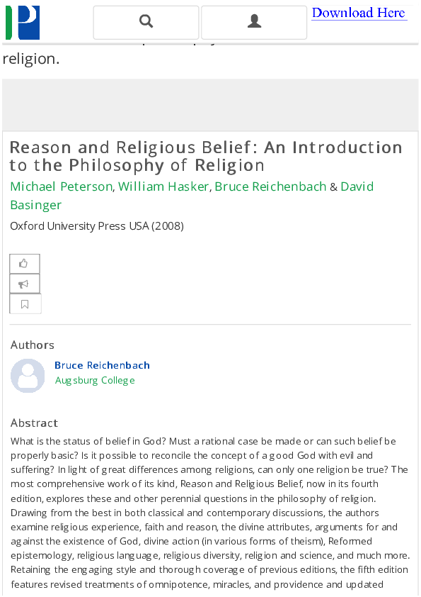 (PDF) Reason and Religious Belief: An Introduction to the Philosophy of ...