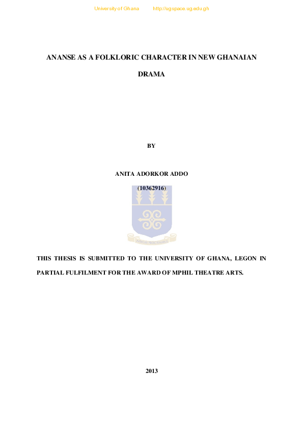 (PDF) Ananse as a Folkloric Character in New Ghanaian Drama