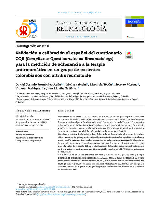 (PDF) Validación y calibración al español del cuestionario CQR ...