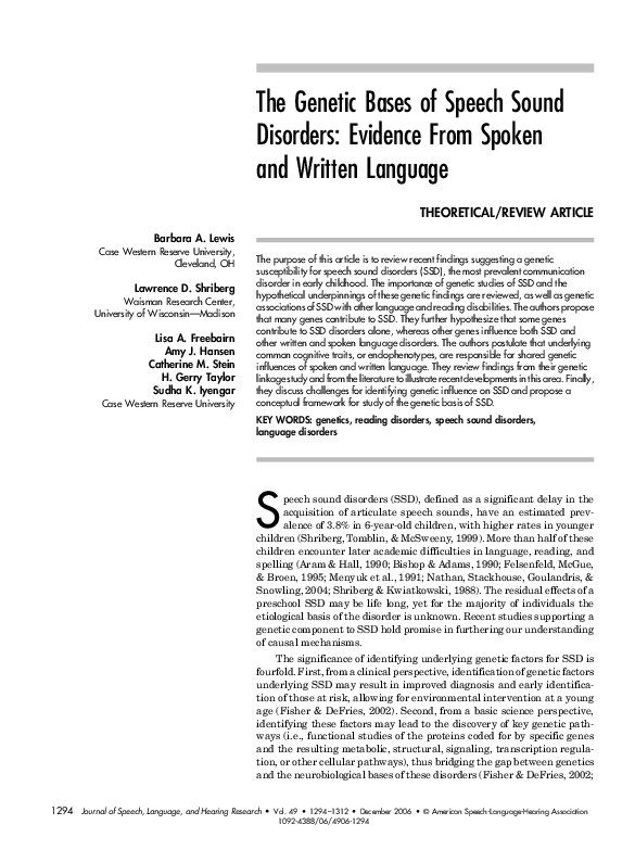 The Genetic Bases of Speech Sound Disorders: Evidence From Spoken and ...