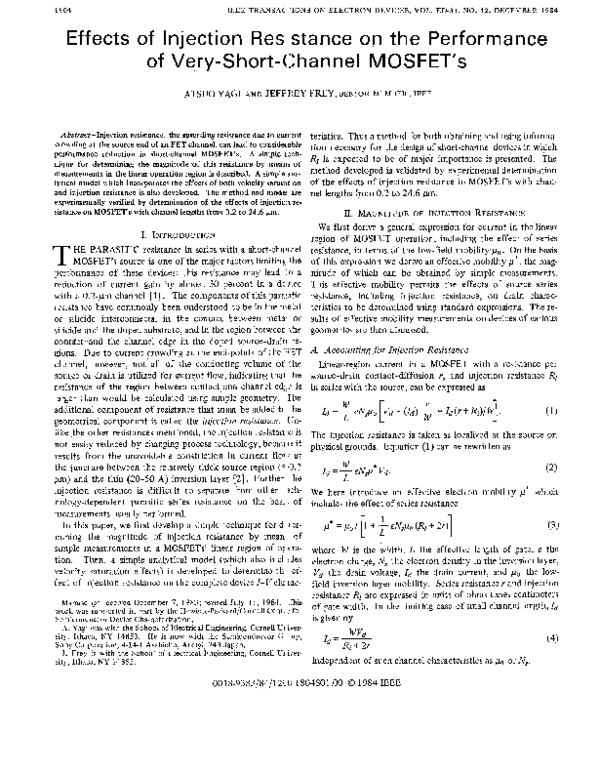 (PDF) Effects of injection resistance on the performance of very-short ...