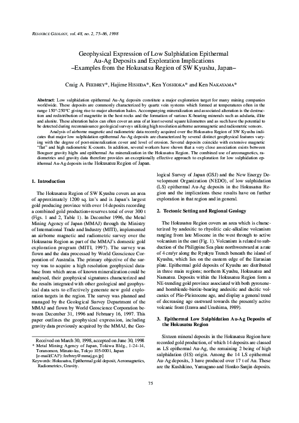 (PDF) Geophysical Expression of Low Sulphidation Epithermal Au-Ag ...