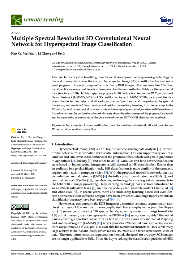 Pdf Multiple Spectral Resolution 3d Convolutional Neural Network For