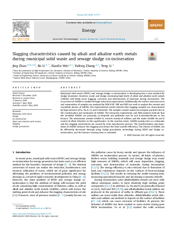 (PDF) Slagging characteristics caused by alkali and alkaline earth ...