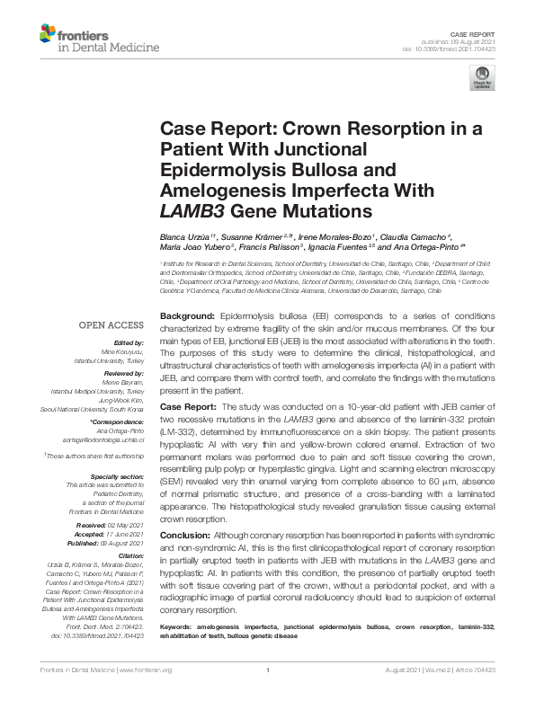 (PDF) Case Report: Crown Resorption in a Patient With Junctional ...