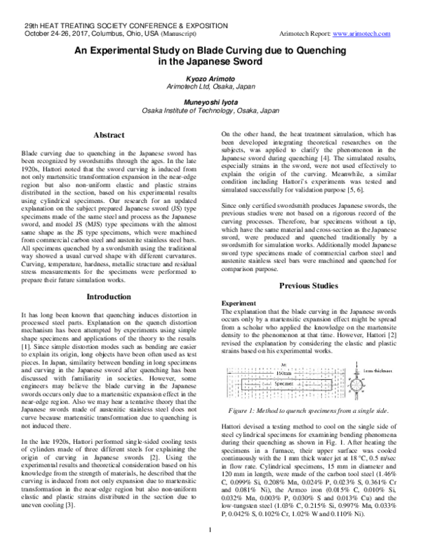 (PDF) An Experimental Study on Blade Curving due to Quenching in the ...
