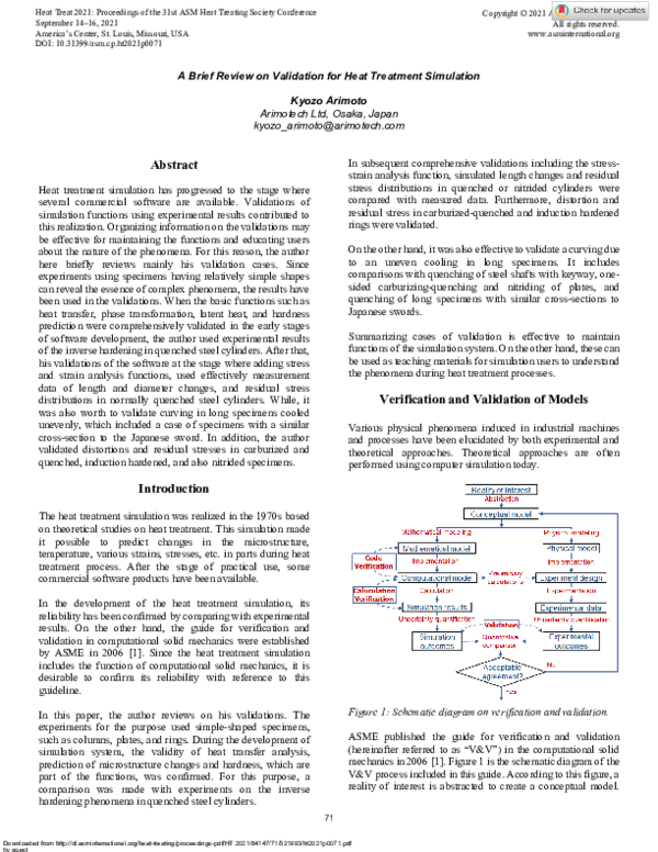 (PDF) A Brief Review on Validation for Heat Treatment Simulation