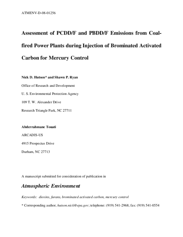 (PDF) Assessment of PCDD/F and PBDD/F emissions from coal-fired power plants during injection of ...