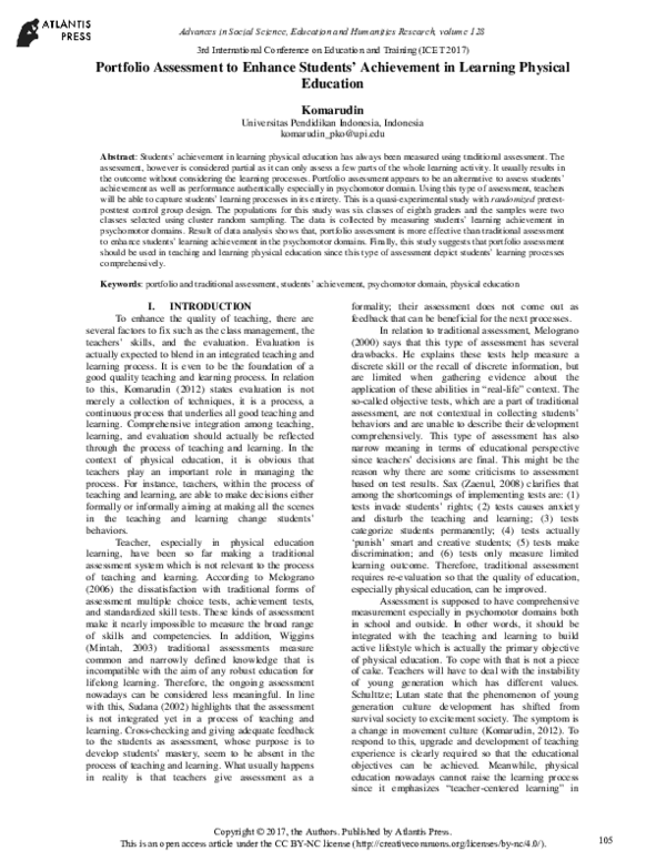 (PDF) Portfolio Assessment to Enhance Students' Achievement in Learning ...