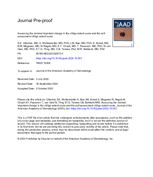 (PDF) Assessing the minimal important change in the vitiligo extent ...
