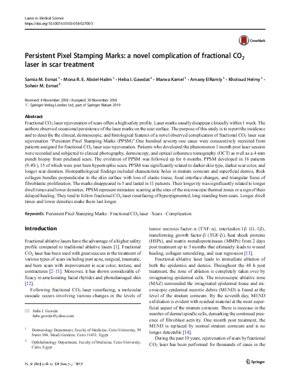(PDF) Persistent Pixel Stamping Marks: a novel complication of ...