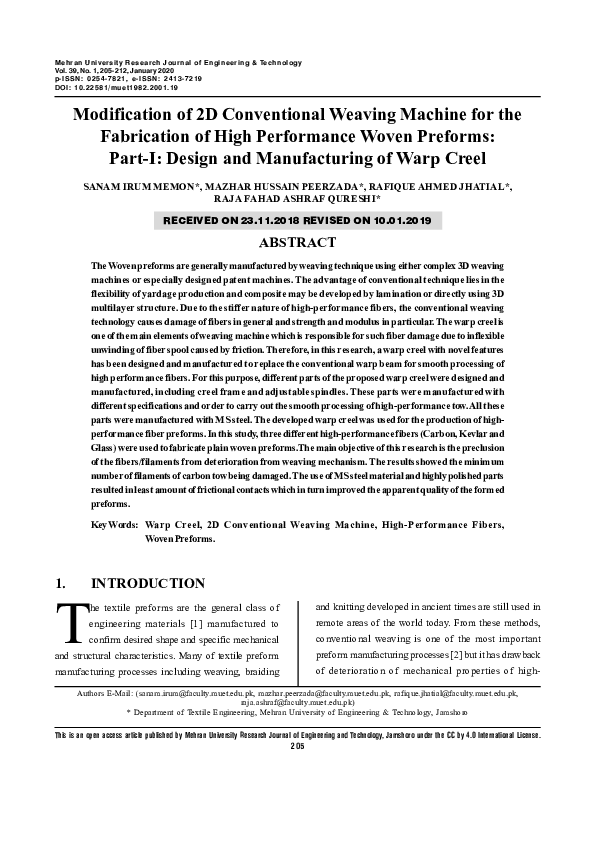 (PDF) Modification of 2D Conventional Weaving Machine for the ...