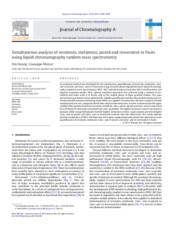 (PDF) Simultaneous analysis of serotonin, melatonin, piceid and ...