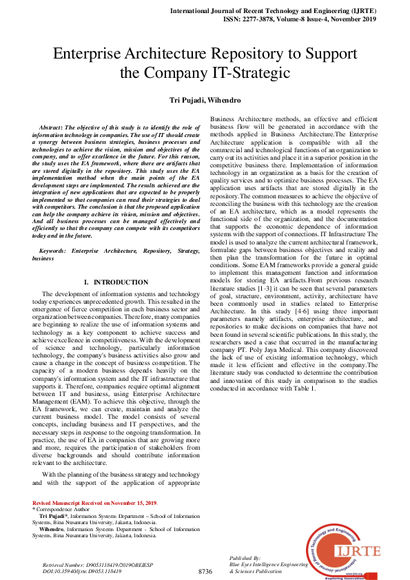 (PDF) Enterprise Architecture Repository to Support the Company IT ...