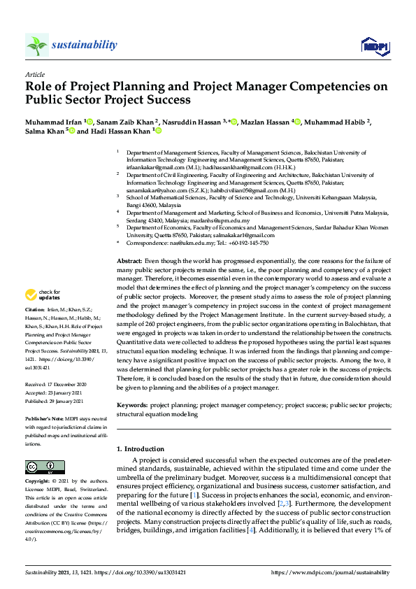 (PDF) Role of Project Planning and Project Manager Competencies on ...