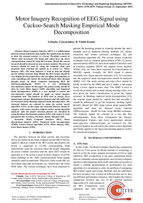 (PDF) EEG Motor Imagery Recognition via Cuckoo-Search EMD