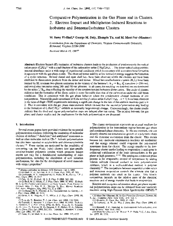Comparative Polymerization in the Gas Phase and in Clusters. 1 ...