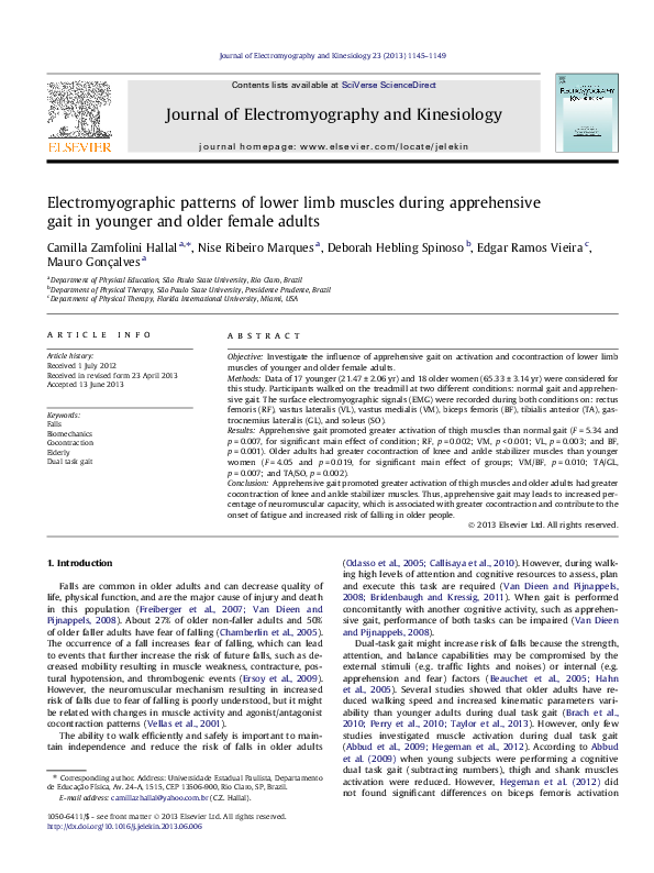 (PDF) Electromyographic patterns of lower limb muscles during apprehensive gait in younger and ...