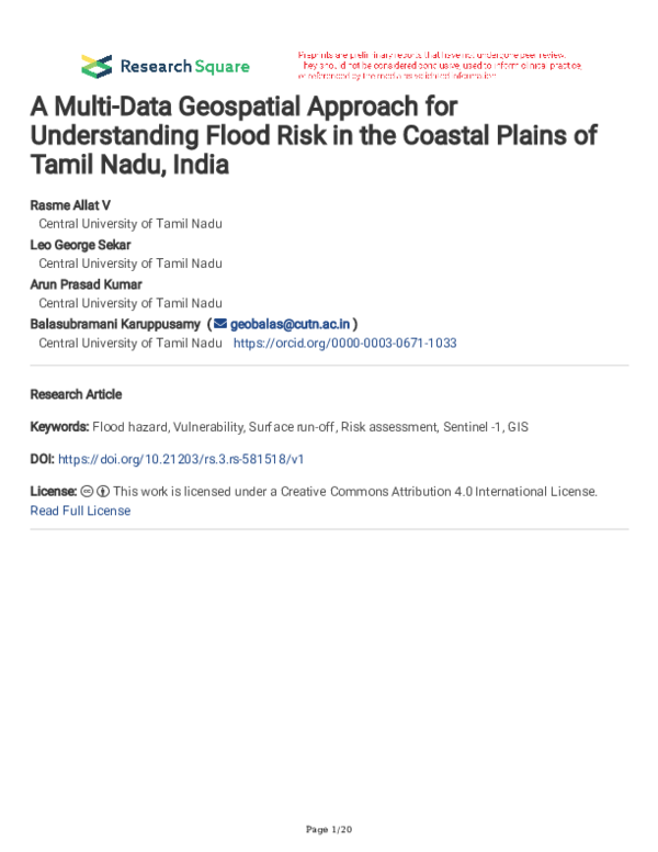 (PDF) A Multi-Data Geospatial Approach for Understanding Flood Risk in the Coastal Plains of ...