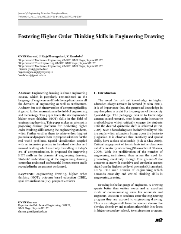 (PDF) Fostering Higher Order Thinking Skills in Engineering Drawing