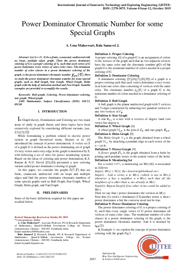 (PDF) Power Dominator Chromatic Number for some Special Graphs