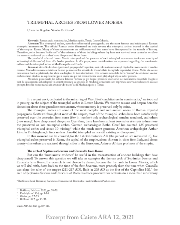 (PDF) Triumphal arches from Lower Moesia