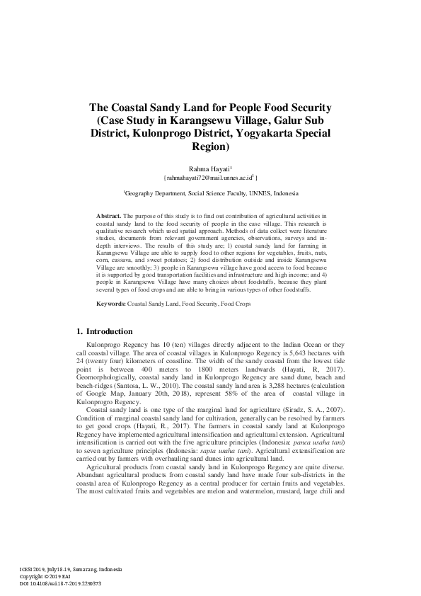 (PDF) The Coastal Sandy Land for People Food Security (Case Study in ...