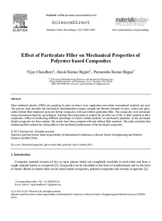 (PDF) Effect of Particulate Filler on Mechanical Properties of ...