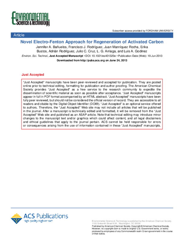 (PDF) Novel Electro-Fenton Approach for Regeneration of Activated Carbon