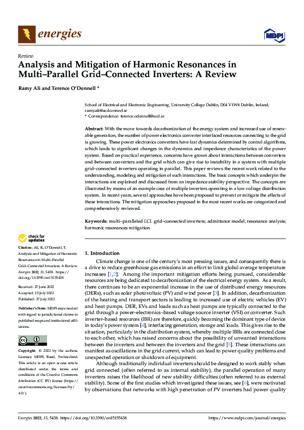 (PDF) Analysis and Mitigation of Harmonic Resonances in Multi–Parallel Grid–Connected Inverters ...