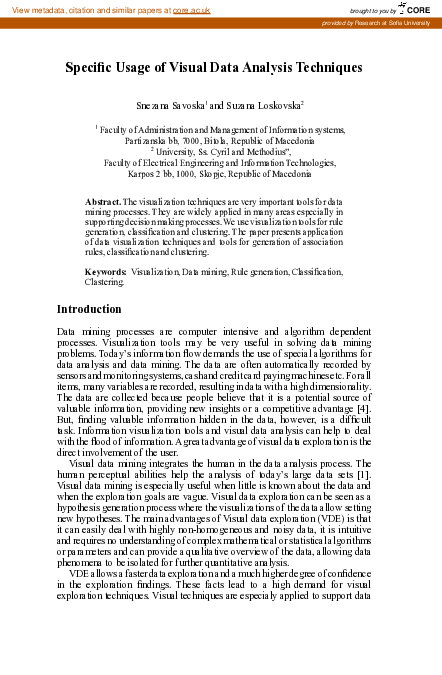(PDF) Specific Usage of Visual Data Analysis Techniques