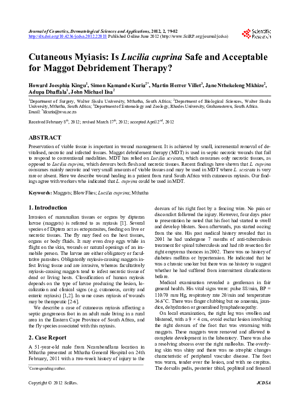 (PDF) Cutaneous Myiasis: Is Lucilia cuprina Safe and Acceptable for ...