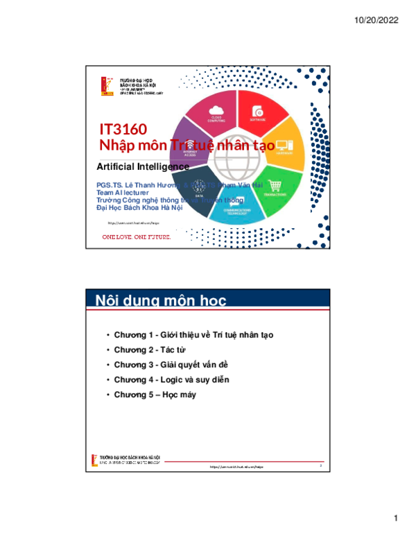 (PDF) IT3160 Nhập môn Trí tuệ nhân tạo Artificial Intelligence