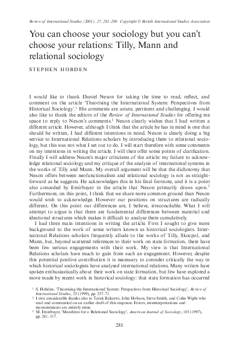 (PDF) You can choose your sociology but you can't choose your relations ...