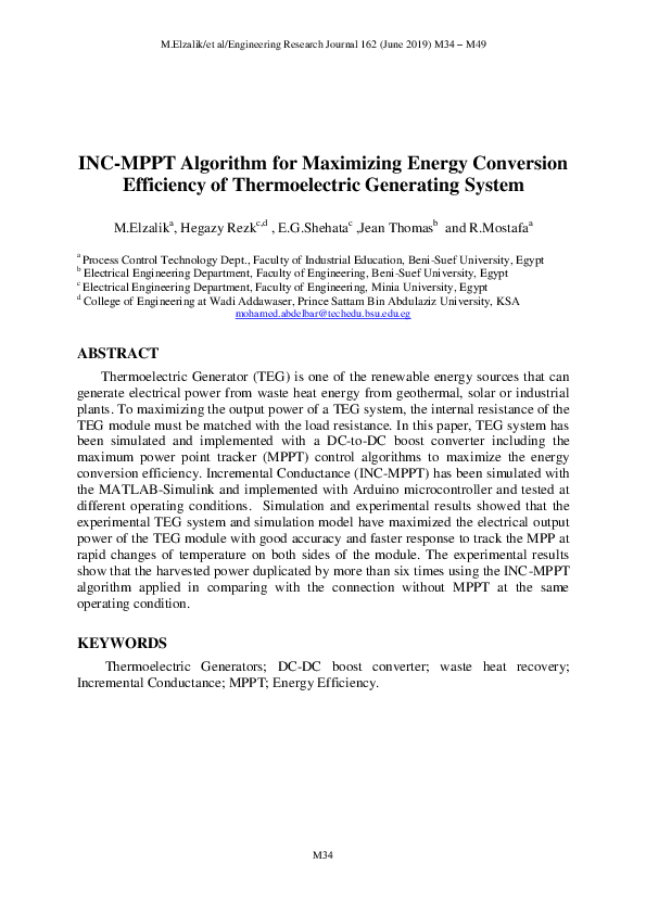 (PDF) INC-MPPT Algorithm for Maximizing Energy Conversion Efficiency of ...